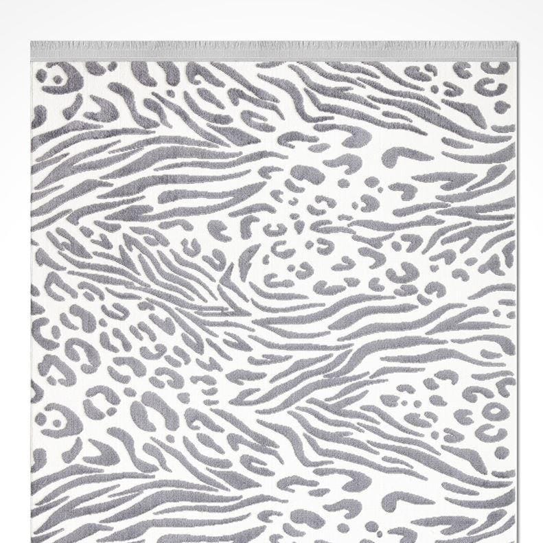 Gray and White Leopard Print Area Rug – Modern Non Slip Textured Carpet ...