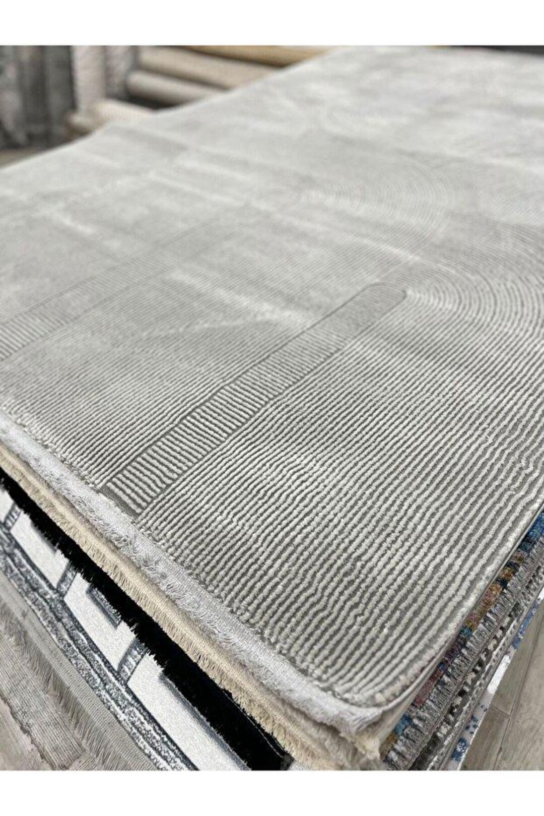 Gray Runner Rug With Curved Arch Geometric Pattern, Soft Non-slip ...