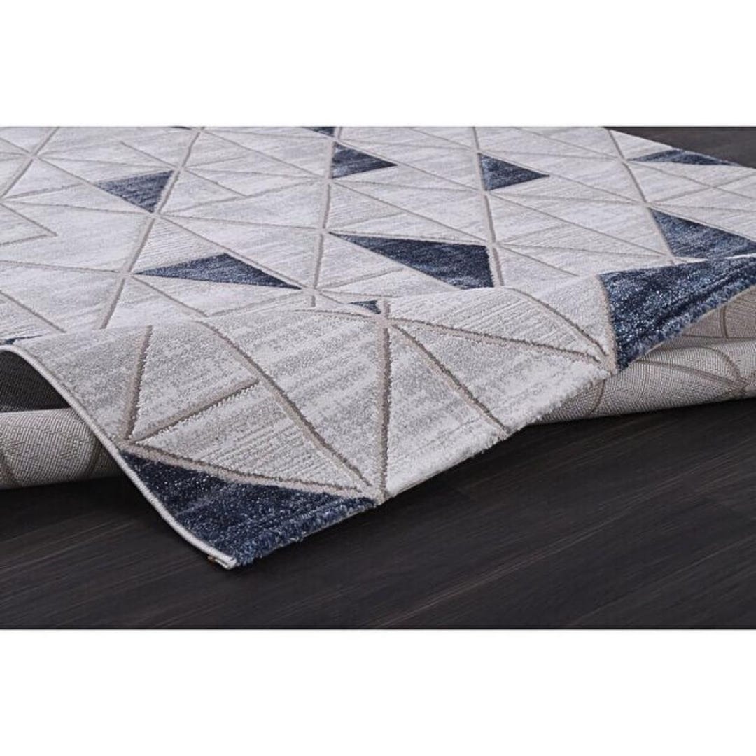 Modern Gray and Navy Blue Triangle Area Rug, Non Slip Foldable Turkish ...