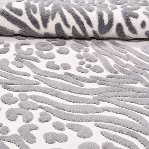 Gray and White Leopard Print Area Rug – Modern Non Slip Textured Carpet ...