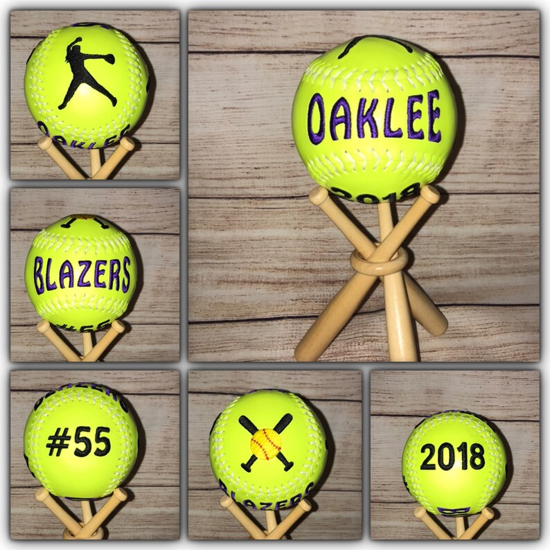 Embroidered Softball Personalized Softball Monogrammed - Etsy