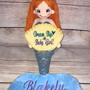 Personalized Mermaid Birthday Gift Embroidered Rag Doll Personalized ...