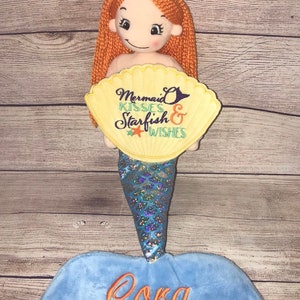 Personalized Mermaid Birthday Gift Embroidered Rag Doll Personalized ...