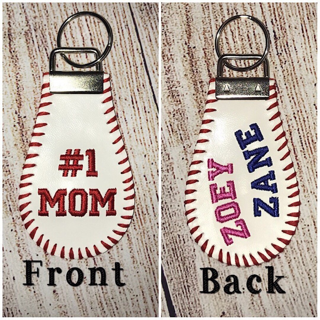 Embroidered Baseball Key Chain Personalized Baseball Key Chain ...
