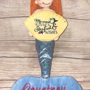 Personalized Mermaid Birthday Gift Embroidered Rag Doll Personalized ...