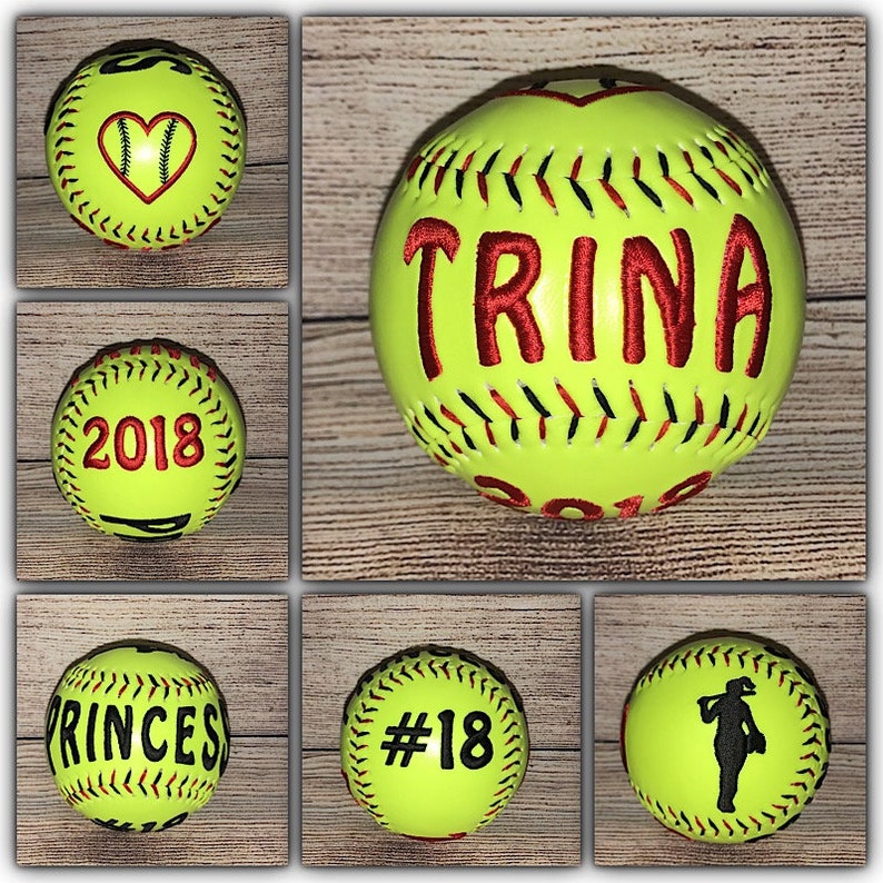Embroidered Softball Personalized Softball Monogrammed - Etsy