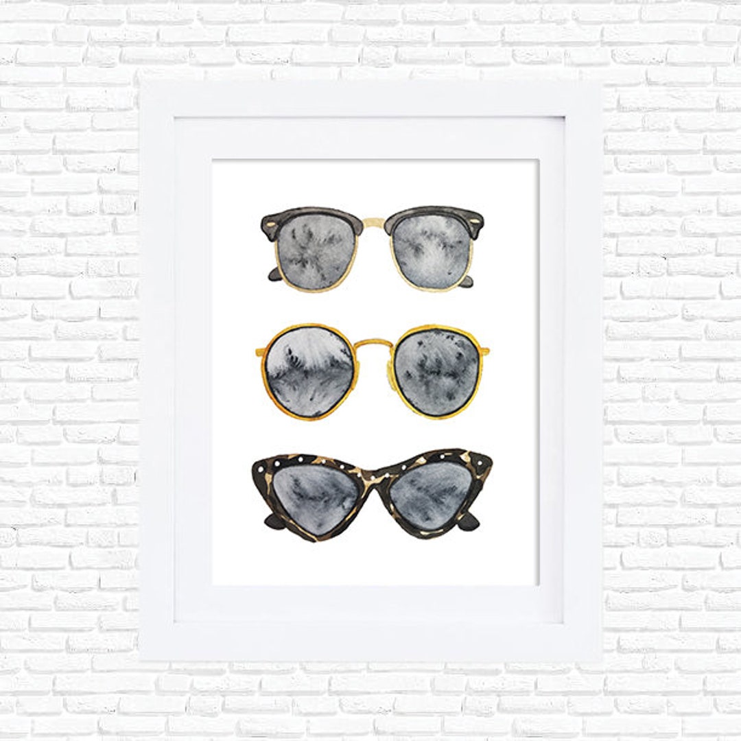 Watercolor Raybans Sunglasses Summer Art Print Fashion Wall Art - Etsy