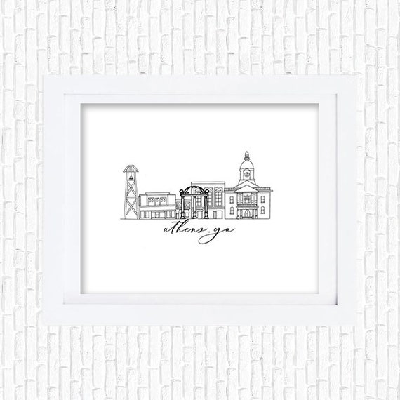 Downtown Athens Georgia Skyline City Map Digital Line Art | Etsy
