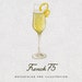 French 75 Watercolor Illustrations, 6 Watercolor French 75 Cocktails ...