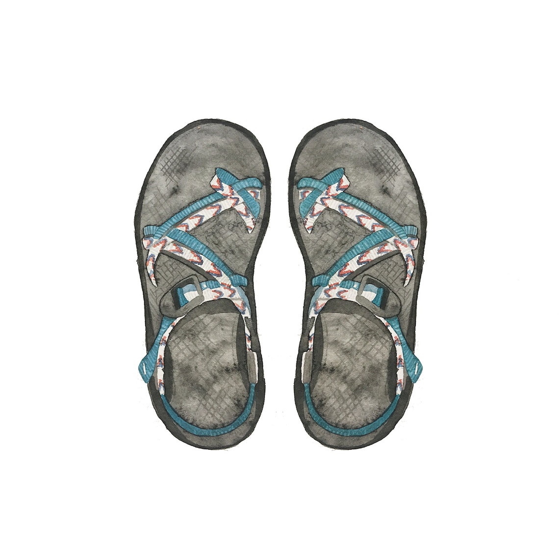 Chacos Granola Wanderlust Print Sandals Art Print Summer Shoes - Etsy