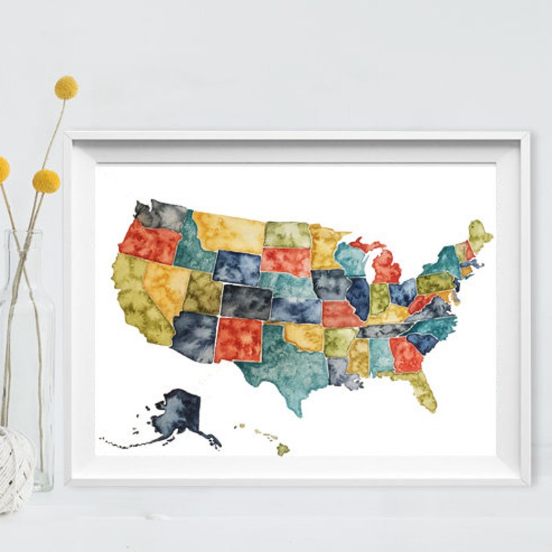 United States Map Painting - Etsy