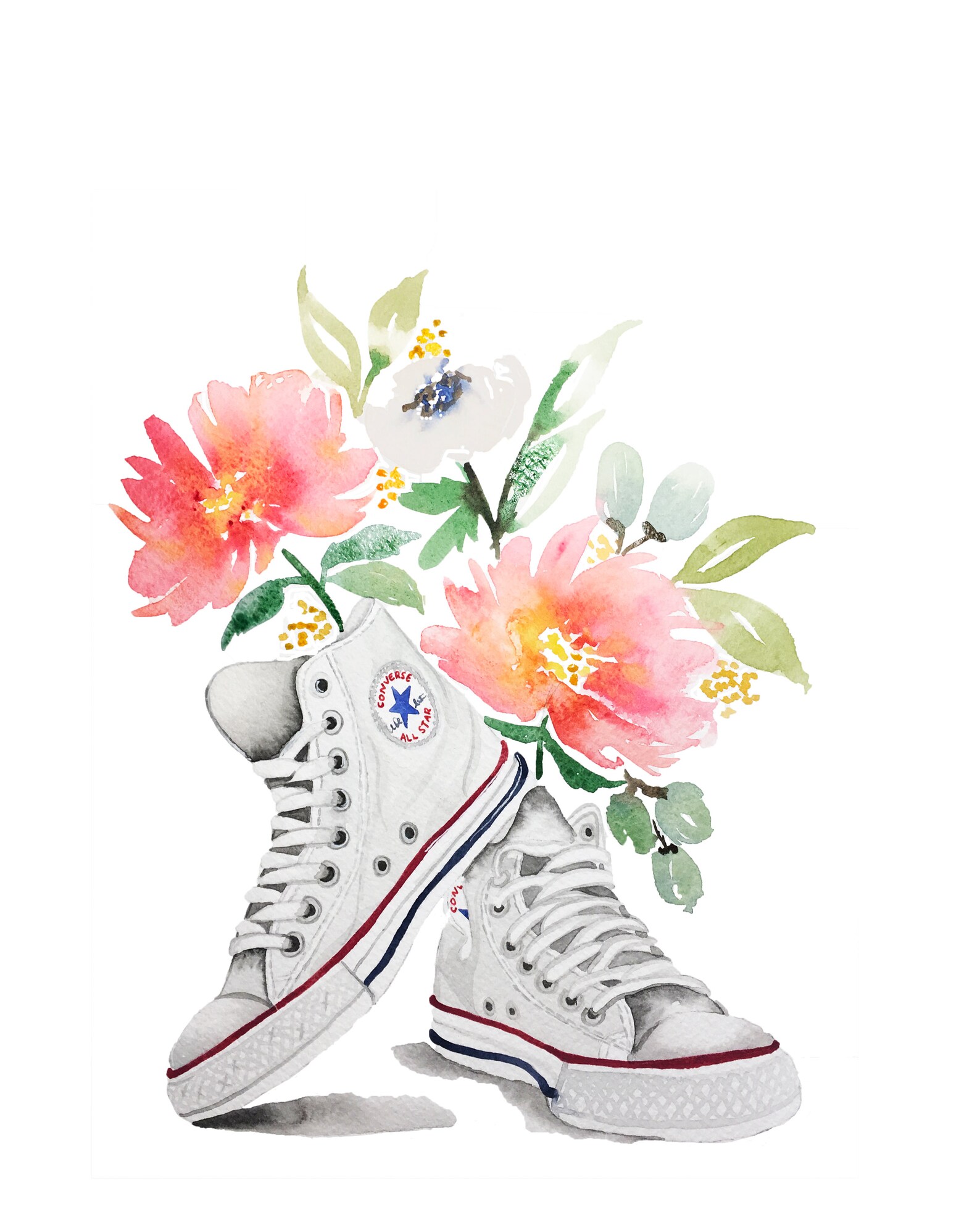 Watercolor Converse Loose Florals - Etsy