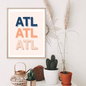 ATL Block Letters Typography Atlanta Georgia Art Print Wall Poster - Etsy