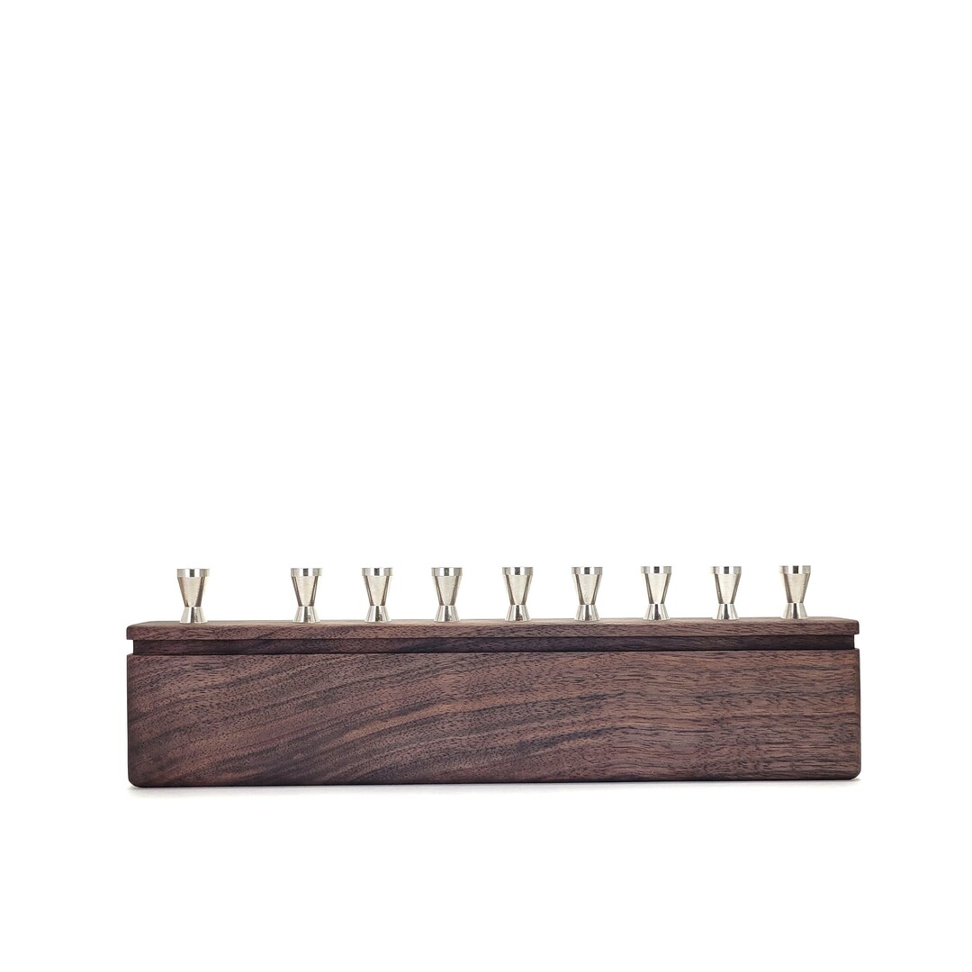 Modern Menorah Mid Century Modern Menorah Minimalist Menorah Walnut ...