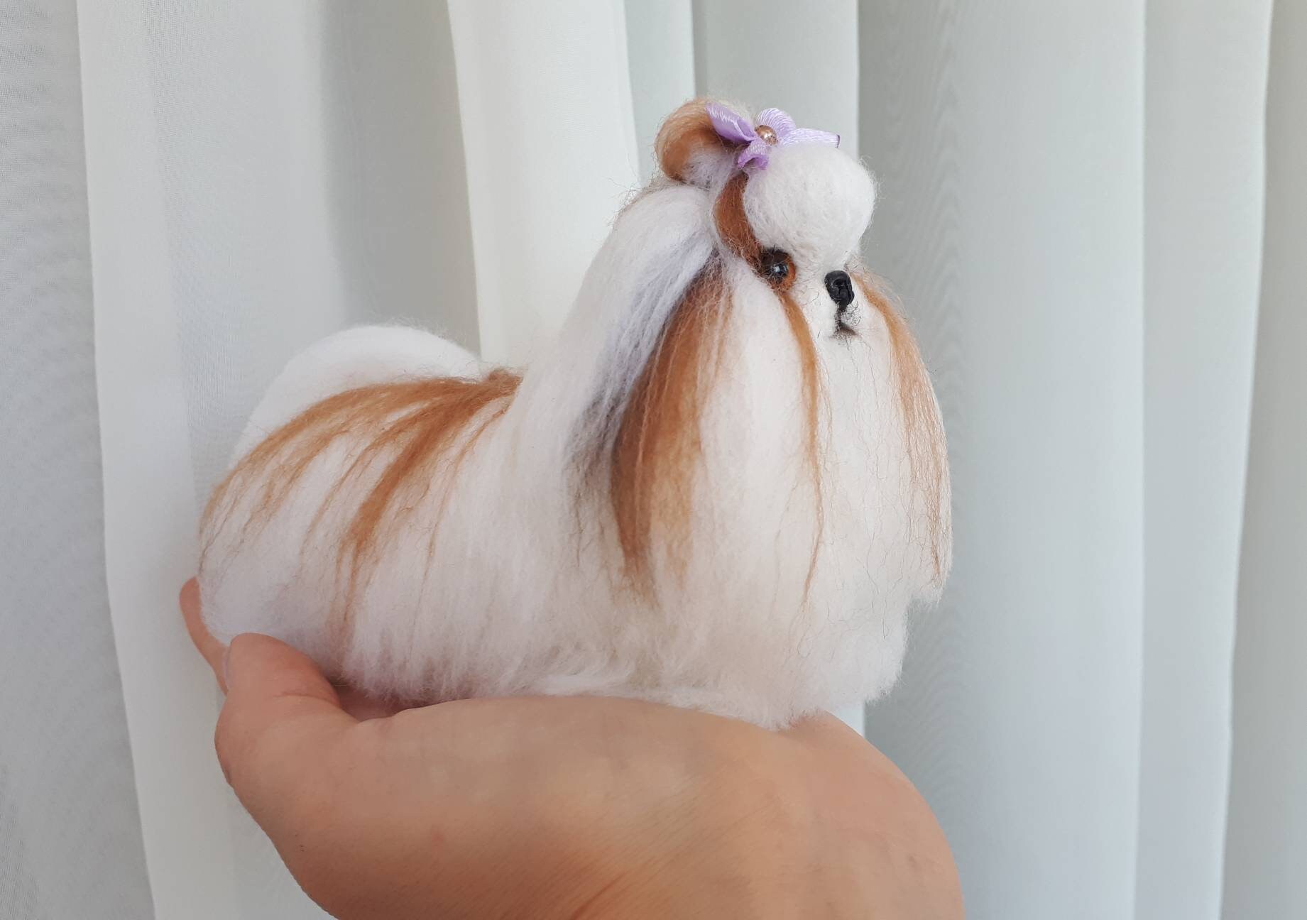 Example. Shih Tzu Dog Figurine Miniature Felted Realistic Dog Sculpture ...