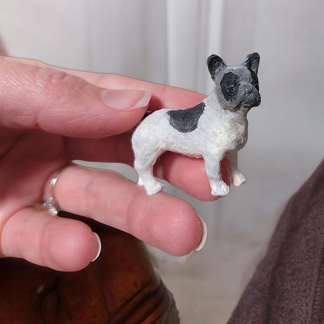 FOR SALE. Dog Sculpture. 1.5 Inches Barbie Sized White French Bulldog ...