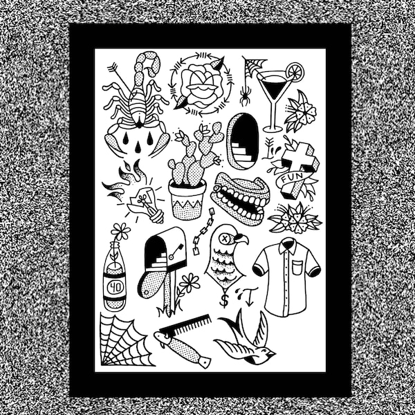 Tattoo Flash Poster - Etsy
