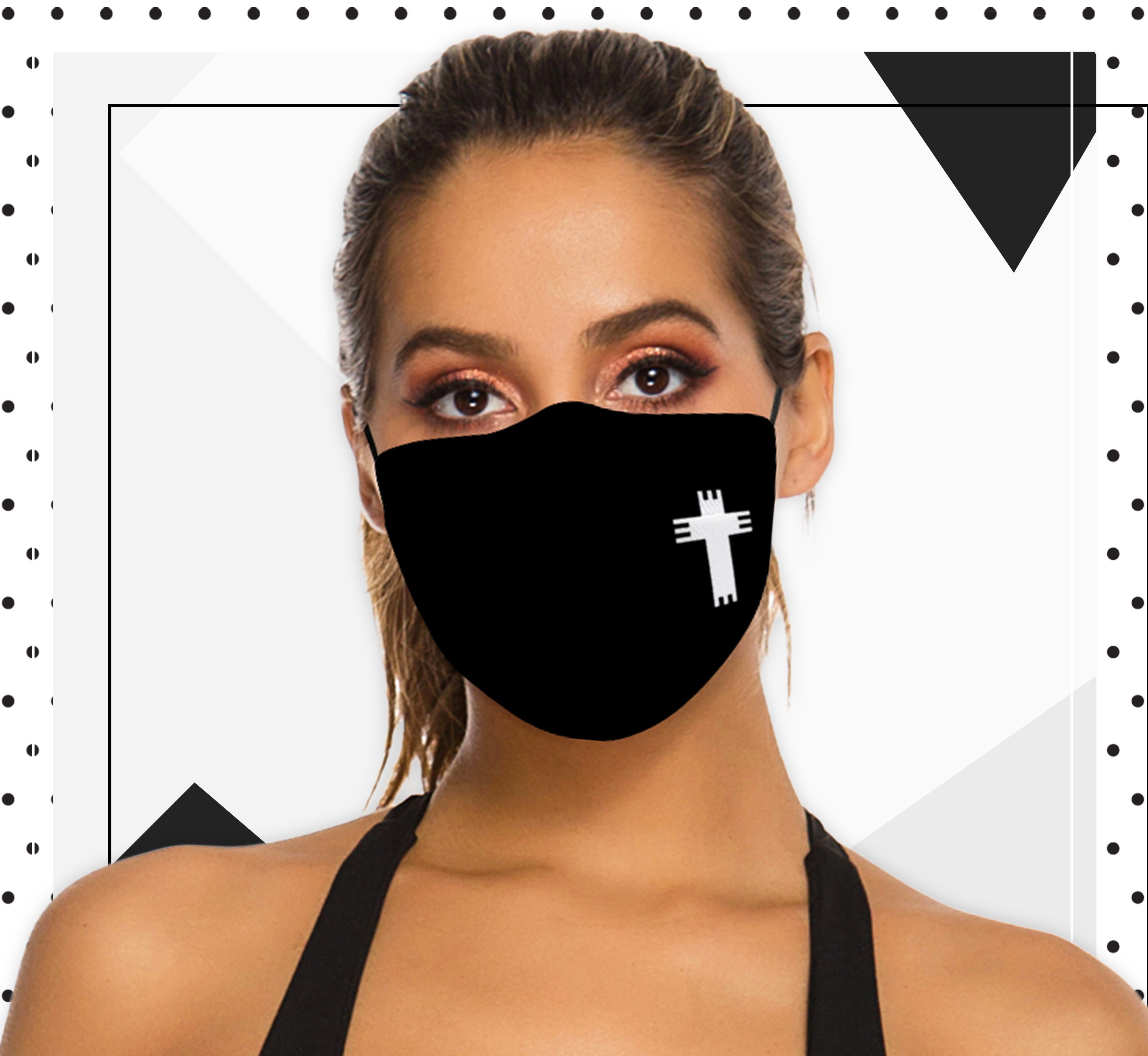 Christian Cross Face Mask Black and White with Filter Pocket | Etsy