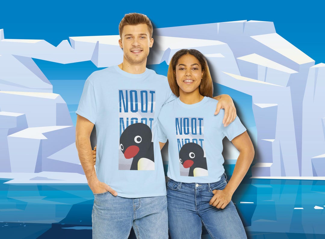 Pingu NOOT NOOT T-shirt - Funny Cartoon Unisex Tee, Cute Penguin ...