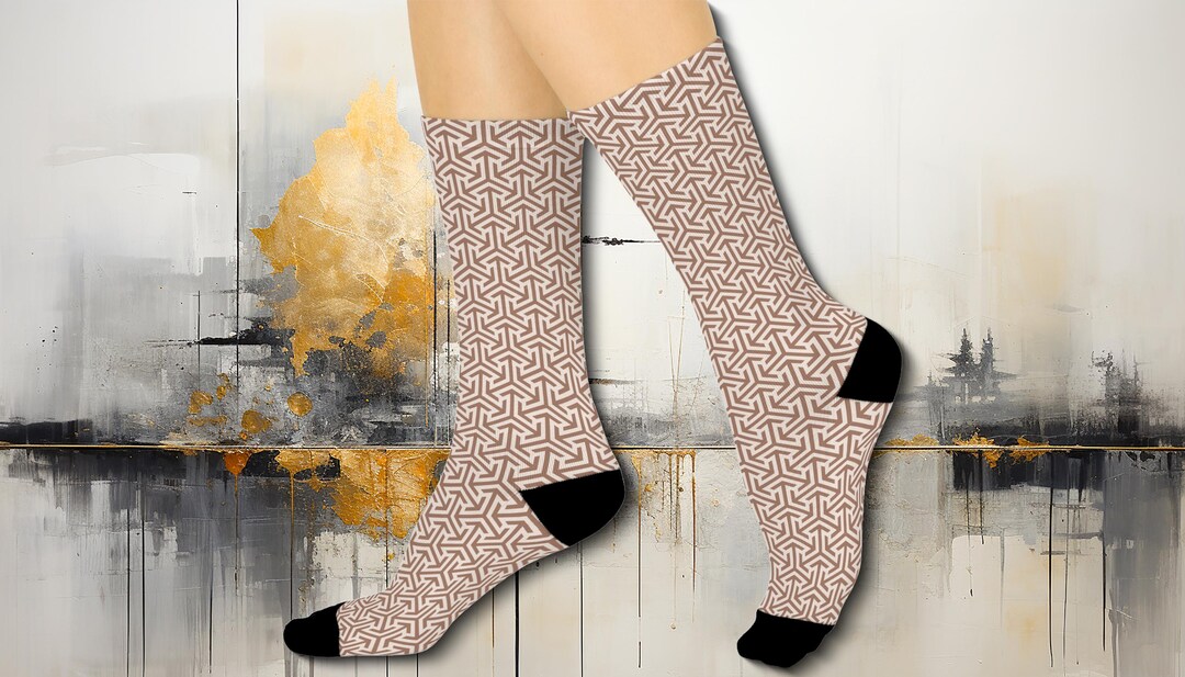 Mocha Mousse Arabic Geometric Pattern Socks - Etsy