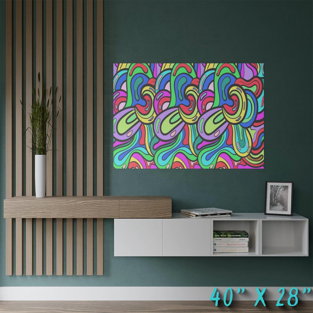 Satin Poster, Colorful Large Loop Doodle Satin Wall Art Print in ...