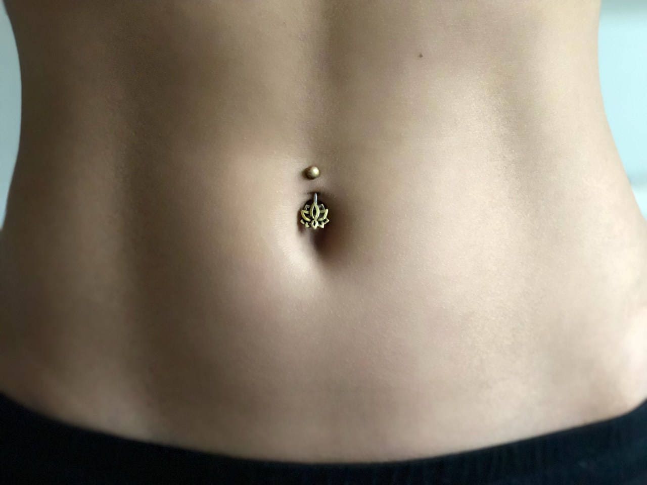 Gold Tone Lotus Flower Belly Button Ring - Etsy