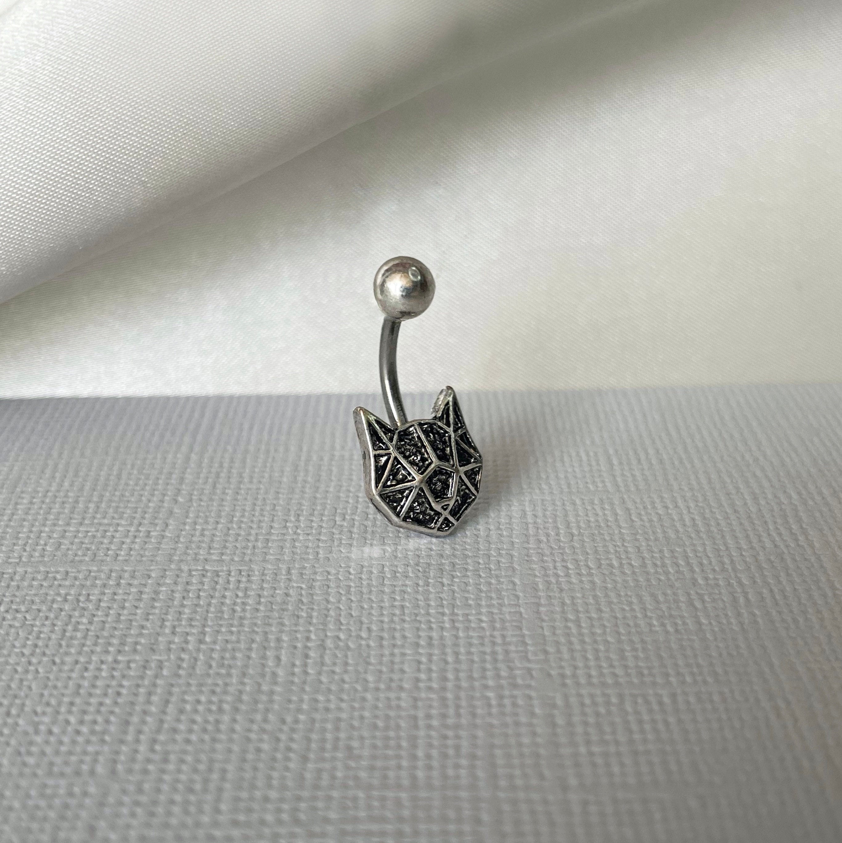 Gold Tone Origami Cat Belly Button Ring - Etsy