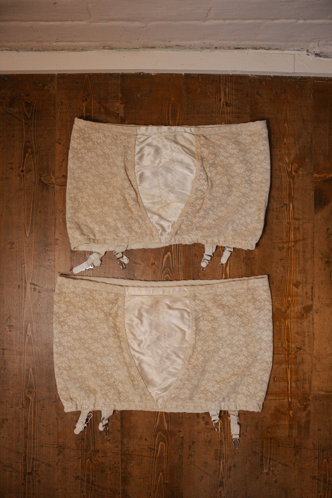Two Sizes--1940's Lace + Satin Garter Belts--please Read Item ...