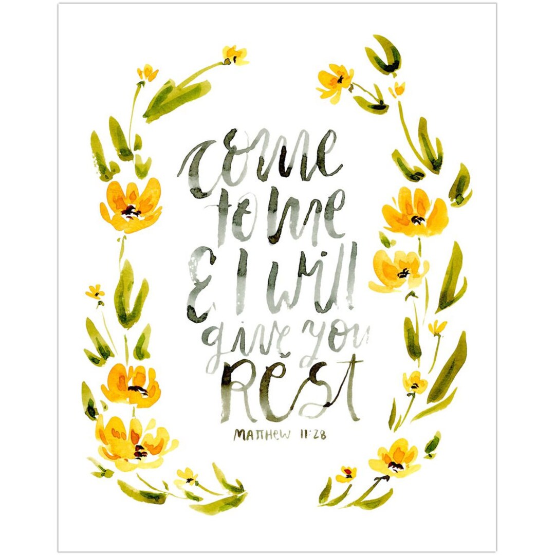 Come to Me, Matthew 11-28, Rest, Christian Art Print, Encouraging Gift ...