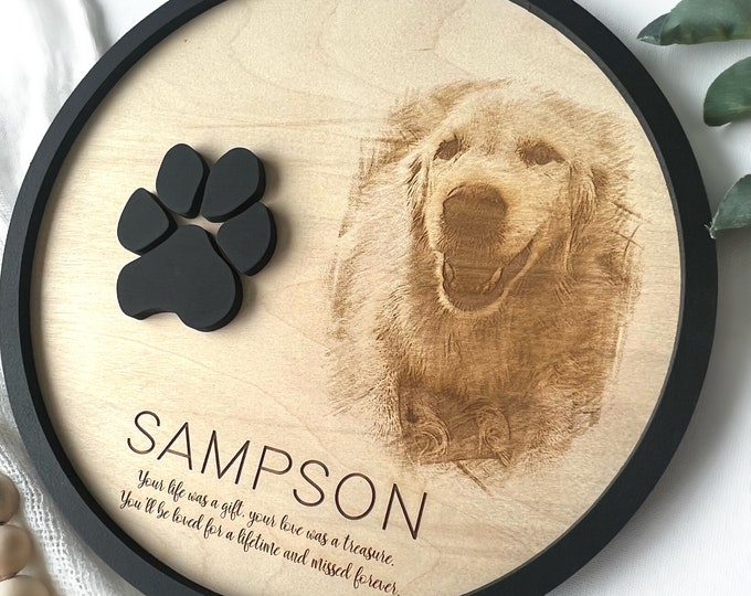 Custom Laser Engraved Pet Memorial Sign | 3D Paw Print | Personalized ...