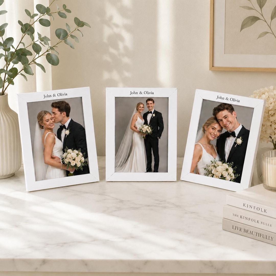 Personalized Wedding Photo Frame, Custom Engraved Eco-composite Wood ...