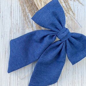 Handmade Denim Bow Hair Accessory: Durable, Stylish, and Versatile Blue ...