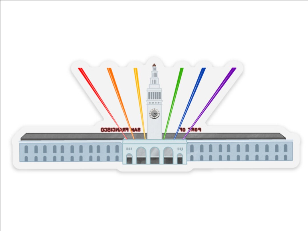 Ferry Building Laser Lights Clear Sticker ||| Port of San Francisco SF ...