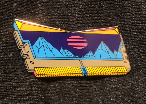 Cyberpunk / Retrowave Sunset RAM Enamel Pin - Etsy