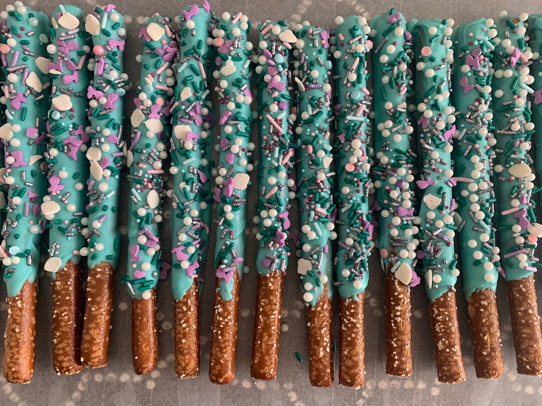 12 Mermaid Themed Chocolate Covered Pretzel Rods - Etsy