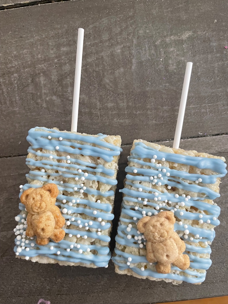 Teddy Bear Chocolate Drizzled Rice Crispy Treats - Etsy