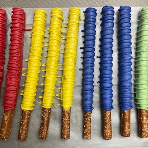 12 Rainbow Chocolate Covered Pretzel Rods - Etsy