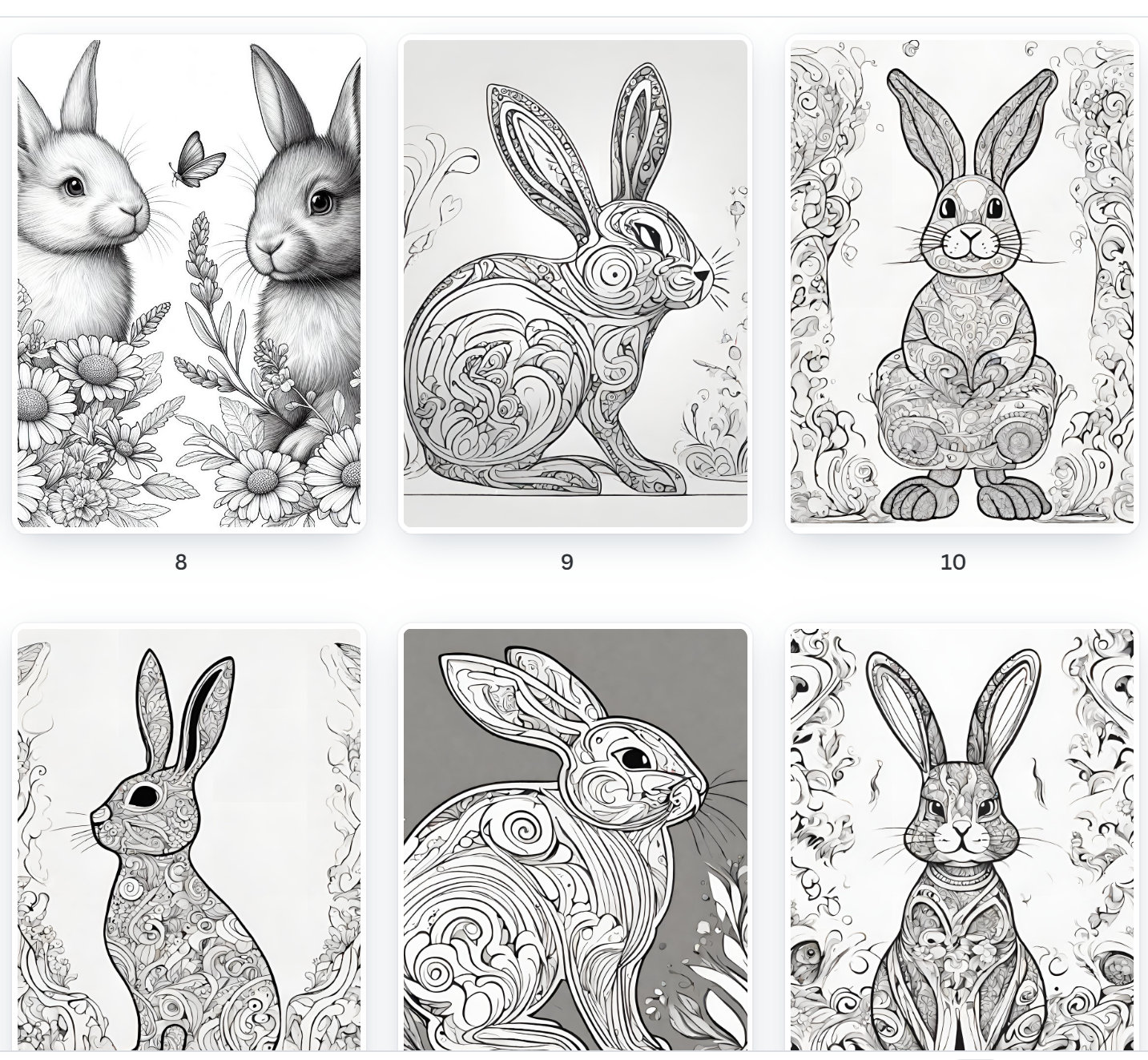 Rabbit Bunny Coloring Book Over 25 Images Digital Download - Etsy