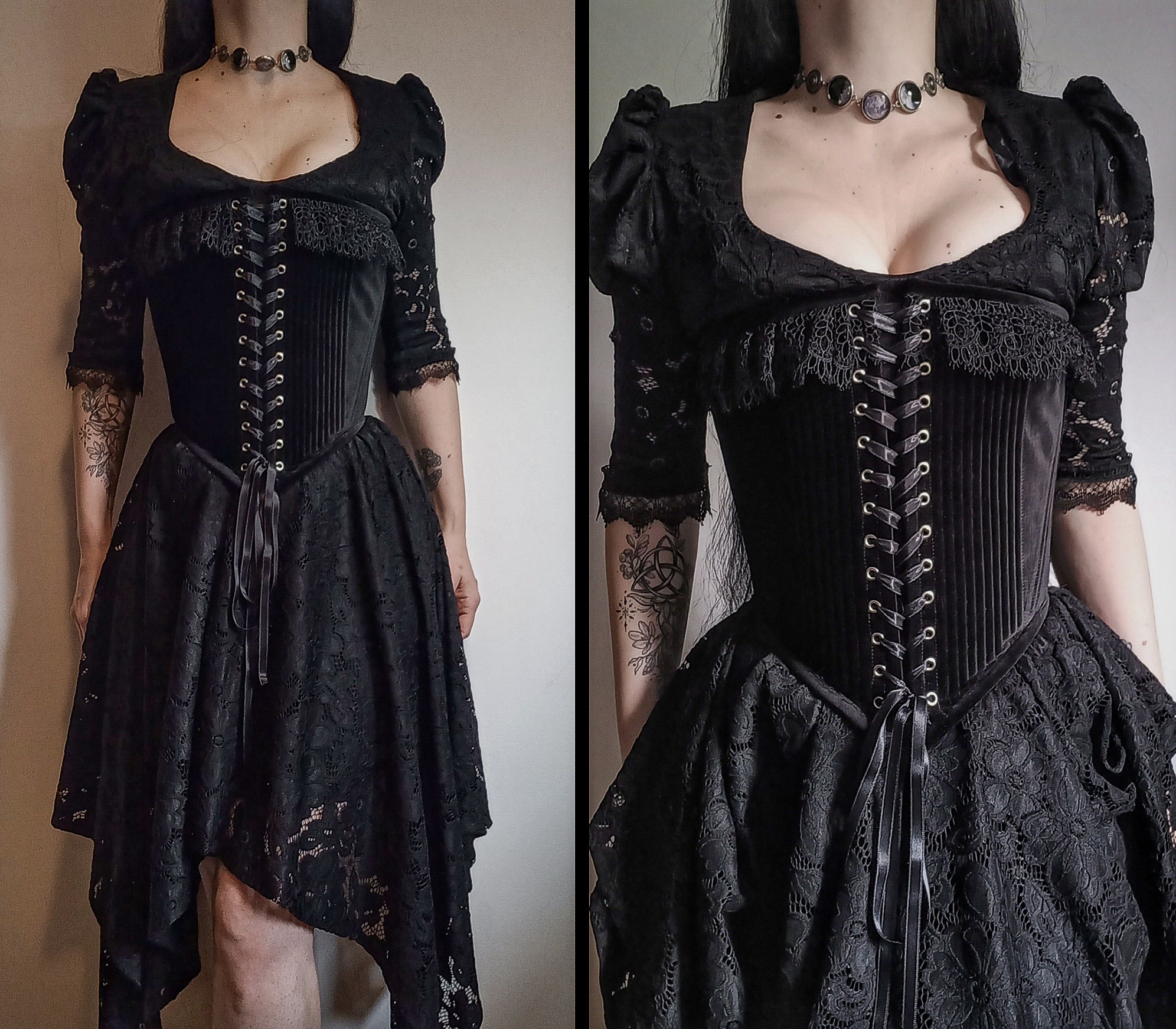 Dark Victorian Dress and Pair of Stays - Etsy