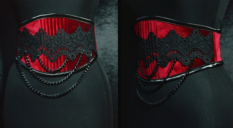 Velvet Victorian Waspie Belt With Chains - Etsy