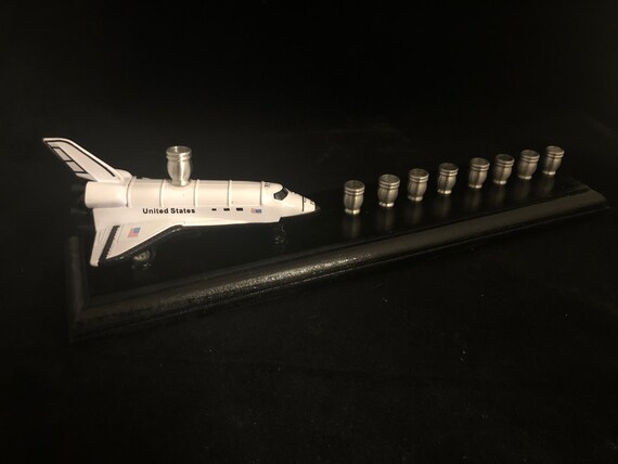 Rocketship Space Shuttle Hanukah Menorah Candle Holder Judaica - Etsy