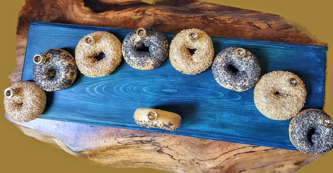 Real Bagel Menorah, Bagel Lover's, Everything Bagel, Funny Menorah ...