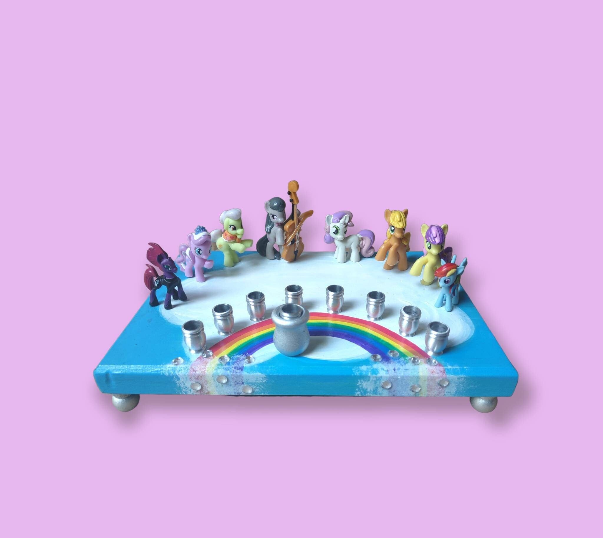 My Little Pony Menorah Judaica Hanukkiah Repurposed Toy Figures Kids ...