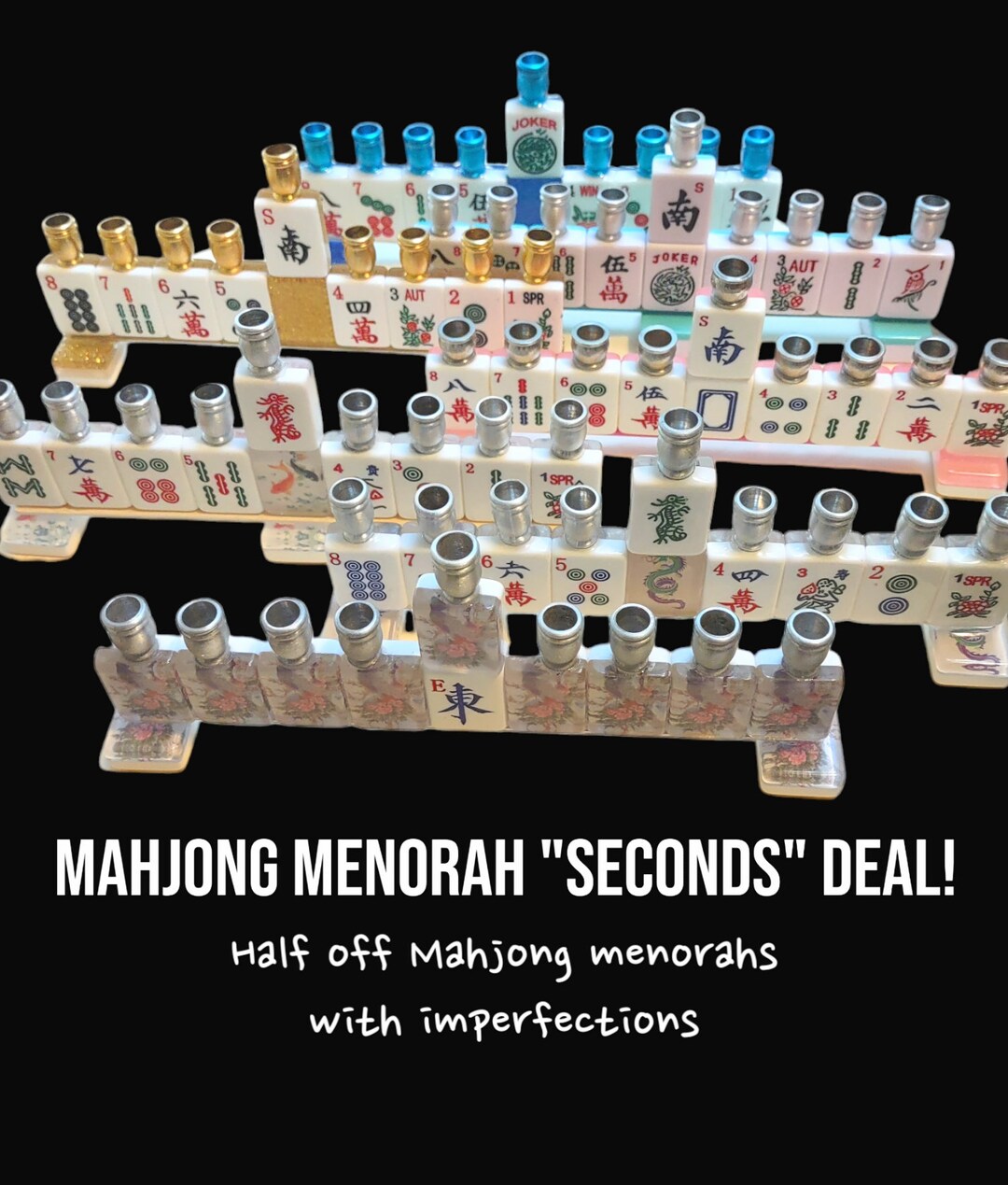 Mah Jong Menorah- SECONDS- Imperfect Unique Repurposed Judaica Game ...