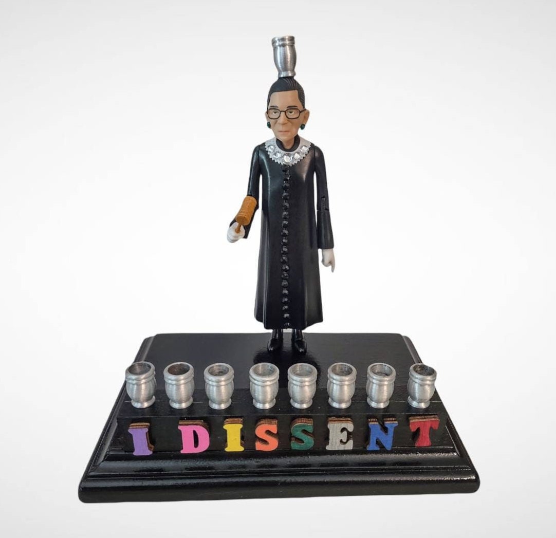 I Dissent Ruth Bader Ginsburg Hanukah Menorah Candle Holder Judaica RBG ...