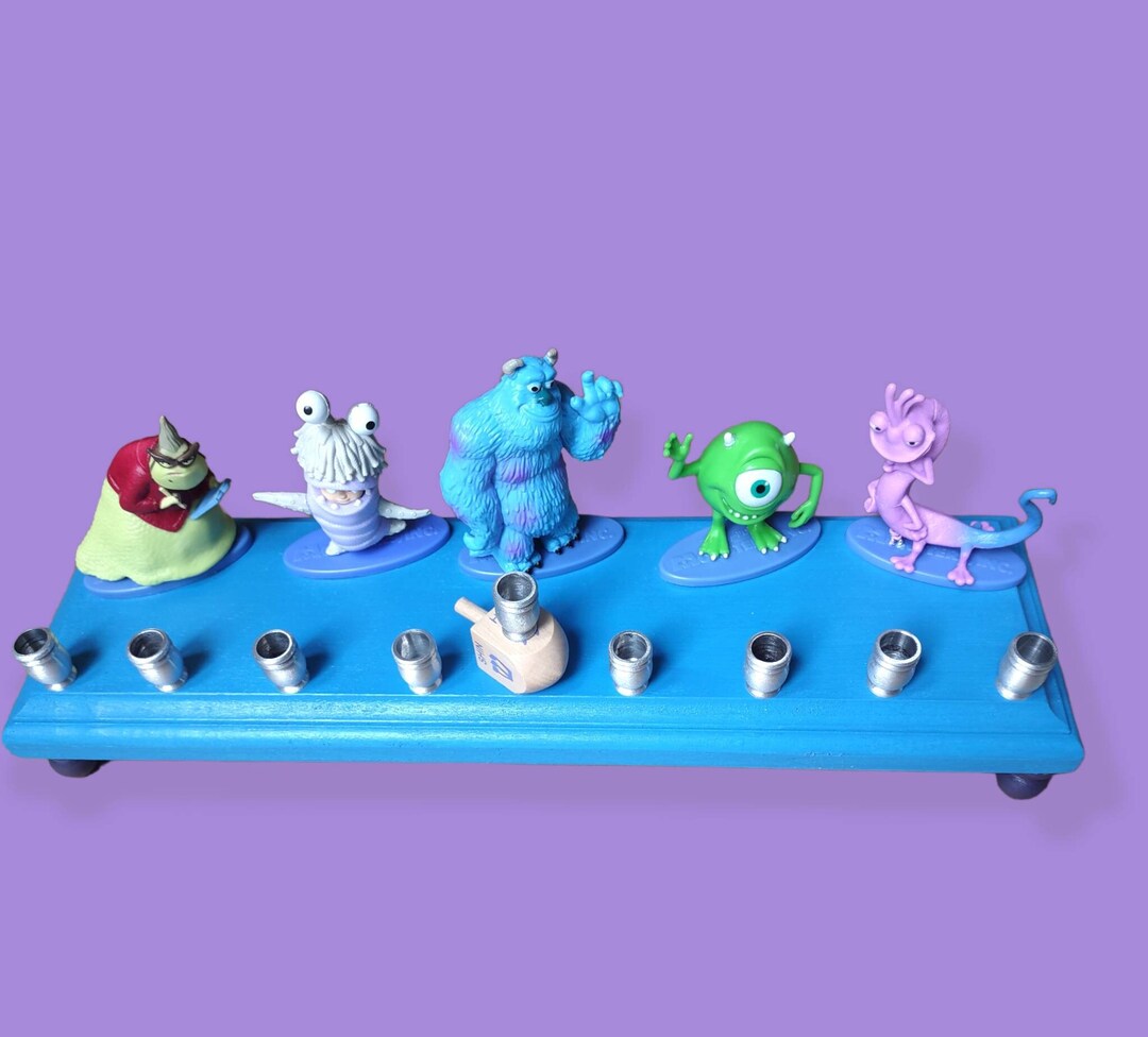 Monsters Inc Menorah Chanukah Judaica Hanukkiah Repurposed Toy Figures ...