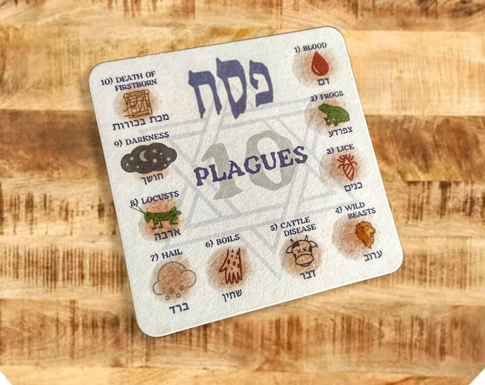 Passover Pesach 10 Plagues Cork Back Coaster (round) - Etsy