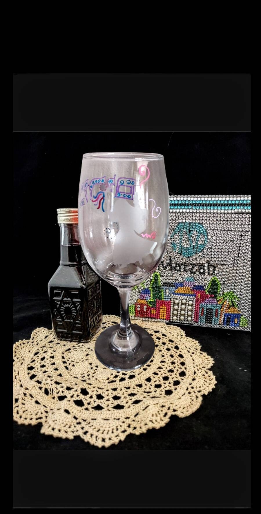 Miriam Cup Miriam's Cup Etched Hand Painted Colorful Blessing Over Wine ...