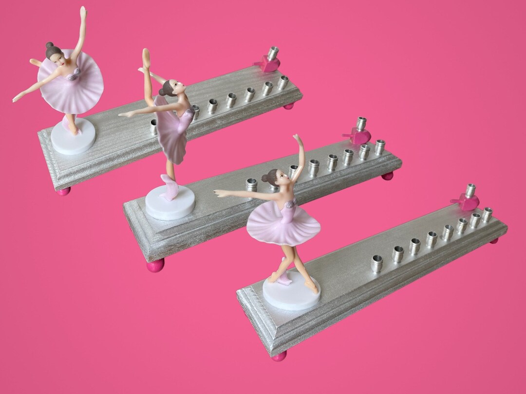 Ballerina Menorah Ballet Dancer Personalize Silver Tutu Hanukkiah ...