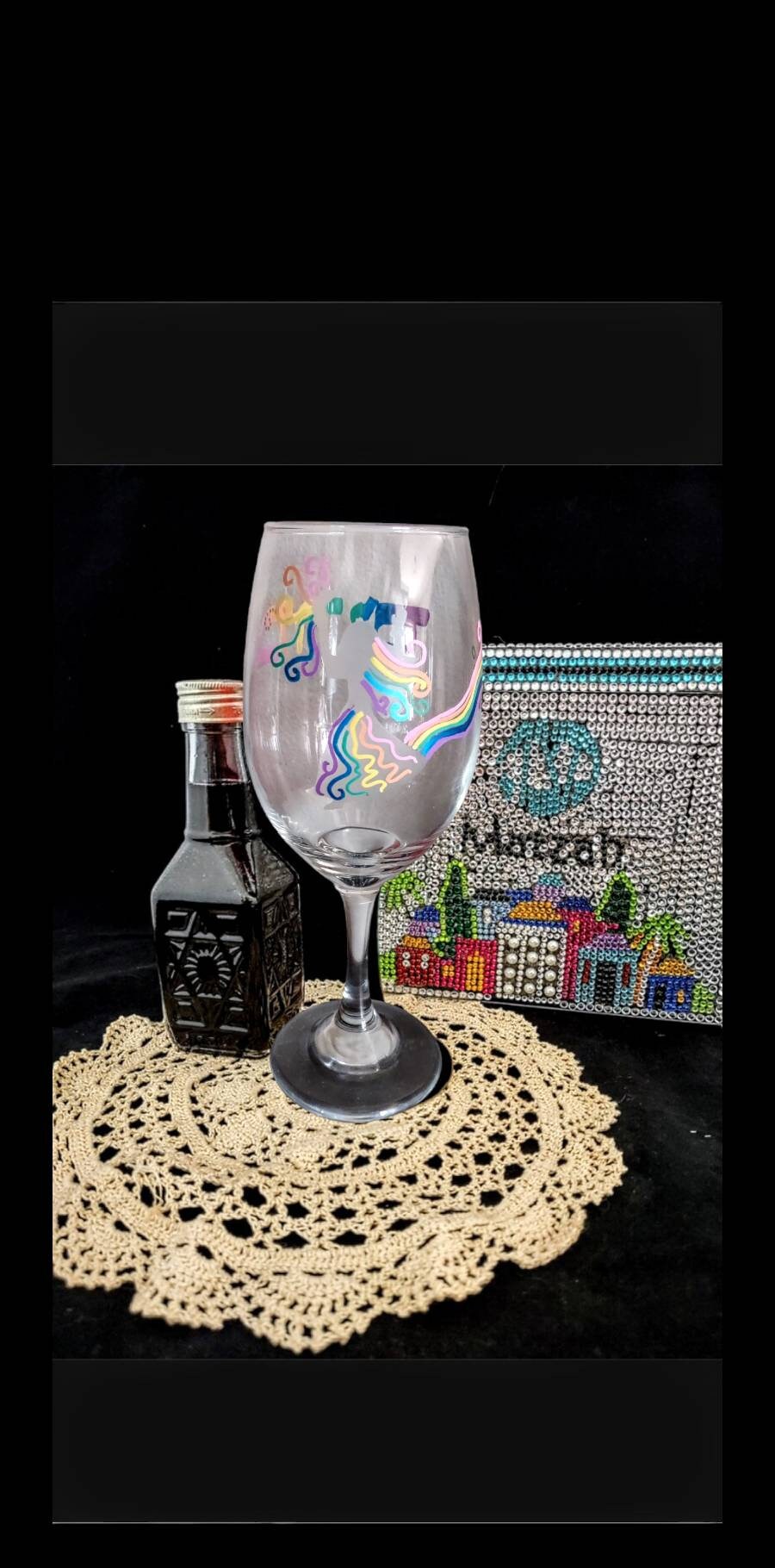 Miriam Cup Miriam's Cup Etched Hand Painted Colorful Blessing Over Wine ...